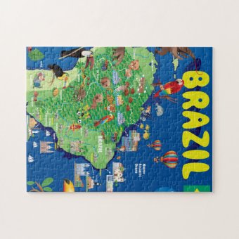 Cartoon Map of Brazil Jigsaw Puzzle | Zazzle