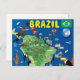 Cartoon Map of Brazil Postcard | Zazzle