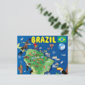 Cartoon Map of Brazil Postcard | Zazzle