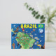 Cartoon Map of Brazil Postcard | Zazzle