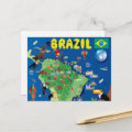 Cartoon Map of Brazil Postcard | Zazzle