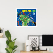Cartoon Map of Brazil Poster | Zazzle