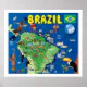 Cartoon Map of Brazil Poster | Zazzle