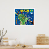 Cartoon Map of Brazil Poster | Zazzle