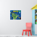 Cartoon Map of Brazil Poster | Zazzle
