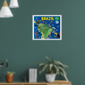Cartoon Map of Brazil Poster | Zazzle