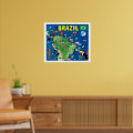 Cartoon Map of Brazil Poster | Zazzle