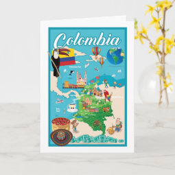 Cartoon Map of Colombia Card | Zazzle