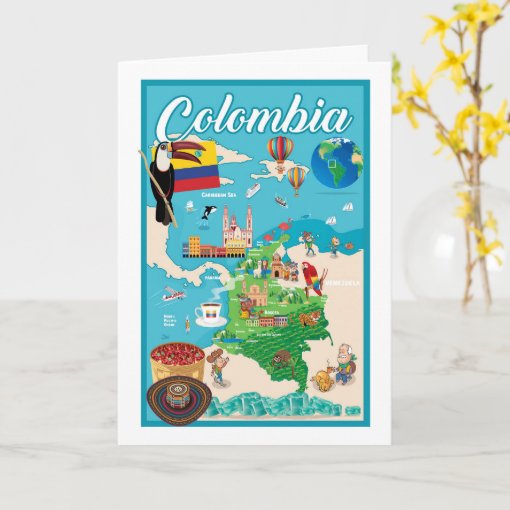 Cartoon Map of Colombia Card | Zazzle