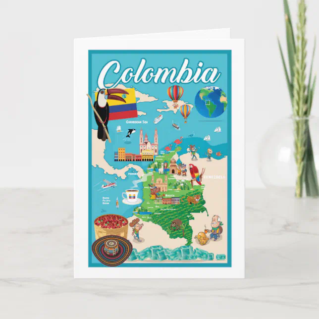 Cartoon Map of Colombia Card | Zazzle