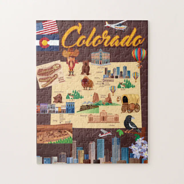 Cartoon Map of Colorado Jigsaw Puzzle | Zazzle