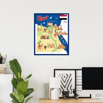 Cartoon Map of Egypt Poster | Zazzle