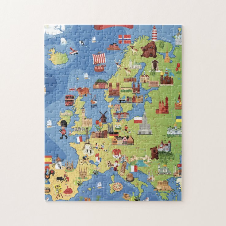 Cartoon Map of Europe Jigsaw Puzzle | Zazzle