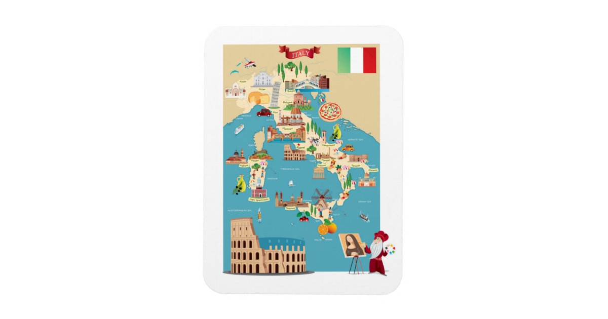 Cartoon Map of Italy Magnet | Zazzle