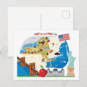 Cartoon Map of New York State Postcard | Zazzle