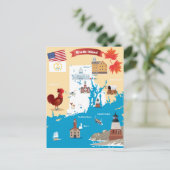 Cartoon Map of Rhode Island Postcard | Zazzle