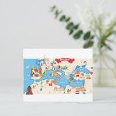 Cartoon Map of The Mediterranean Postcard | Zazzle