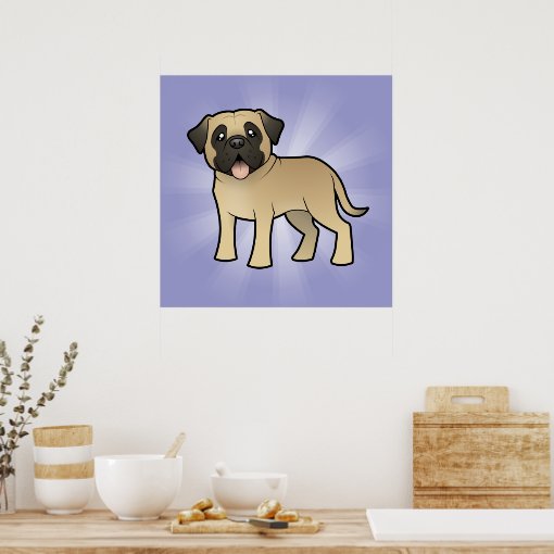 Cartoon Mastiff / Bullmastiff Poster | Zazzle