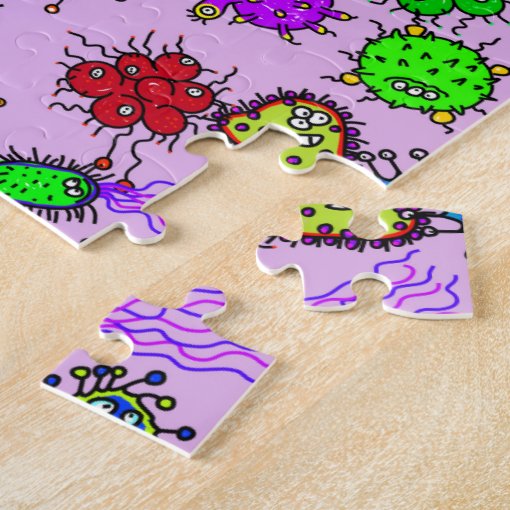 Cartoon Microscopic Bacteria Bug Doodle Art Jigsaw Puzzle | Zazzle