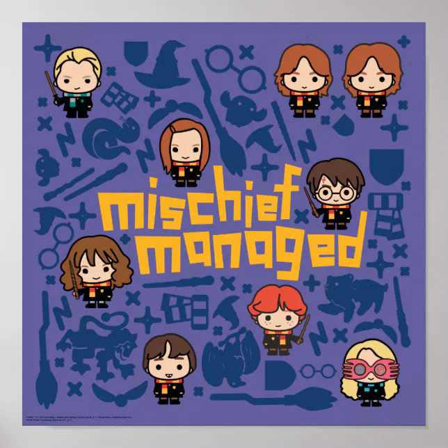 Cartoon "MISCHIEF MANAGED™" Graphic Poster | Zazzle