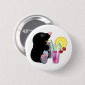 cartoon mole drinking cocktail button | Zazzle