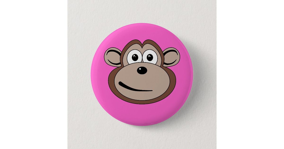 Cartoon Monkey Face Button | Zazzle