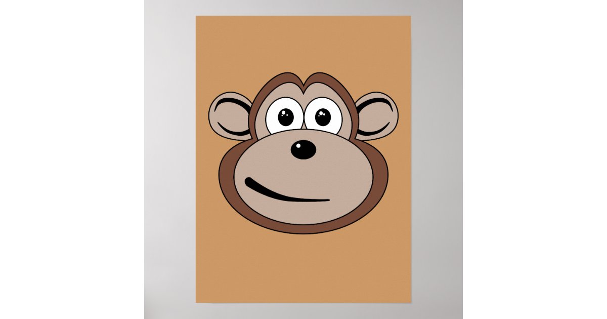 Cartoon Monkey Face Poster | Zazzle