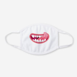 Cartoon Monster Mouth Funny White Cotton Face Mask | Zazzle