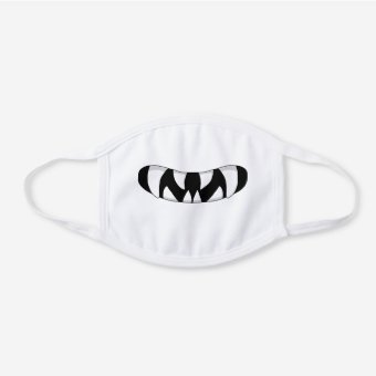 Cartoon Monster Mouth White Cotton Face Mask | Zazzle