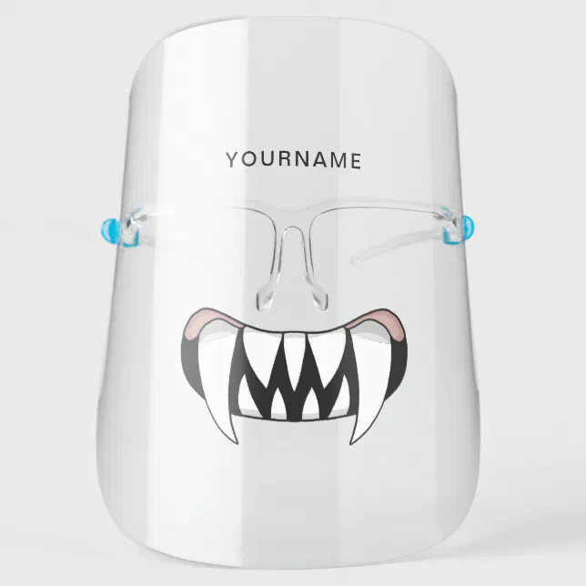 Cartoon Monster Teeth Mouth Personalized Face Shield | Zazzle