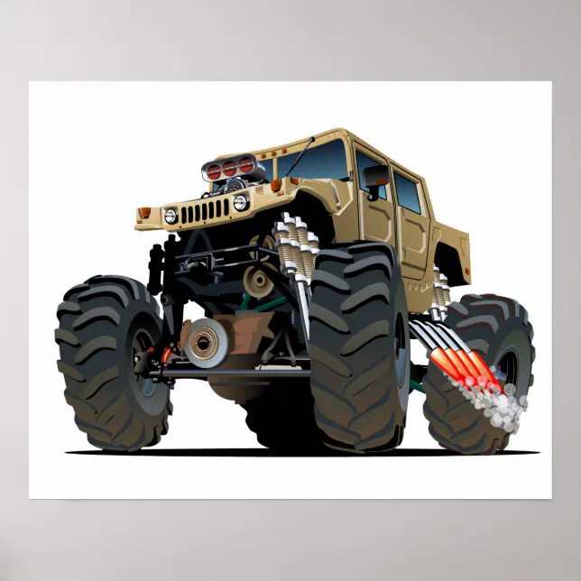 Cartoon monster truck poster | Zazzle