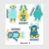Cartoon Monsters Personalized Sticker Set | Zazzle
