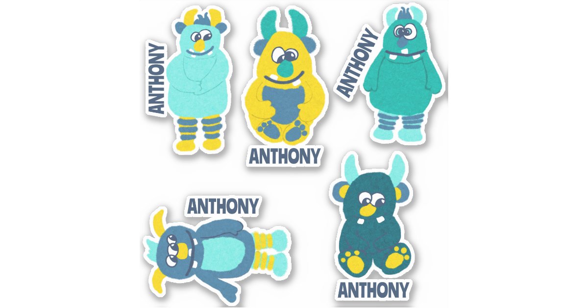 Cartoon Monsters Personalized Sticker Set | Zazzle
