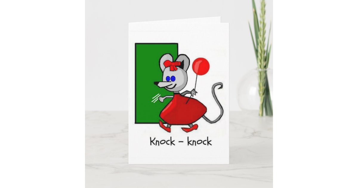 Cartoon Mouse Knock-Knock Joke Birthday Card | Zazzle