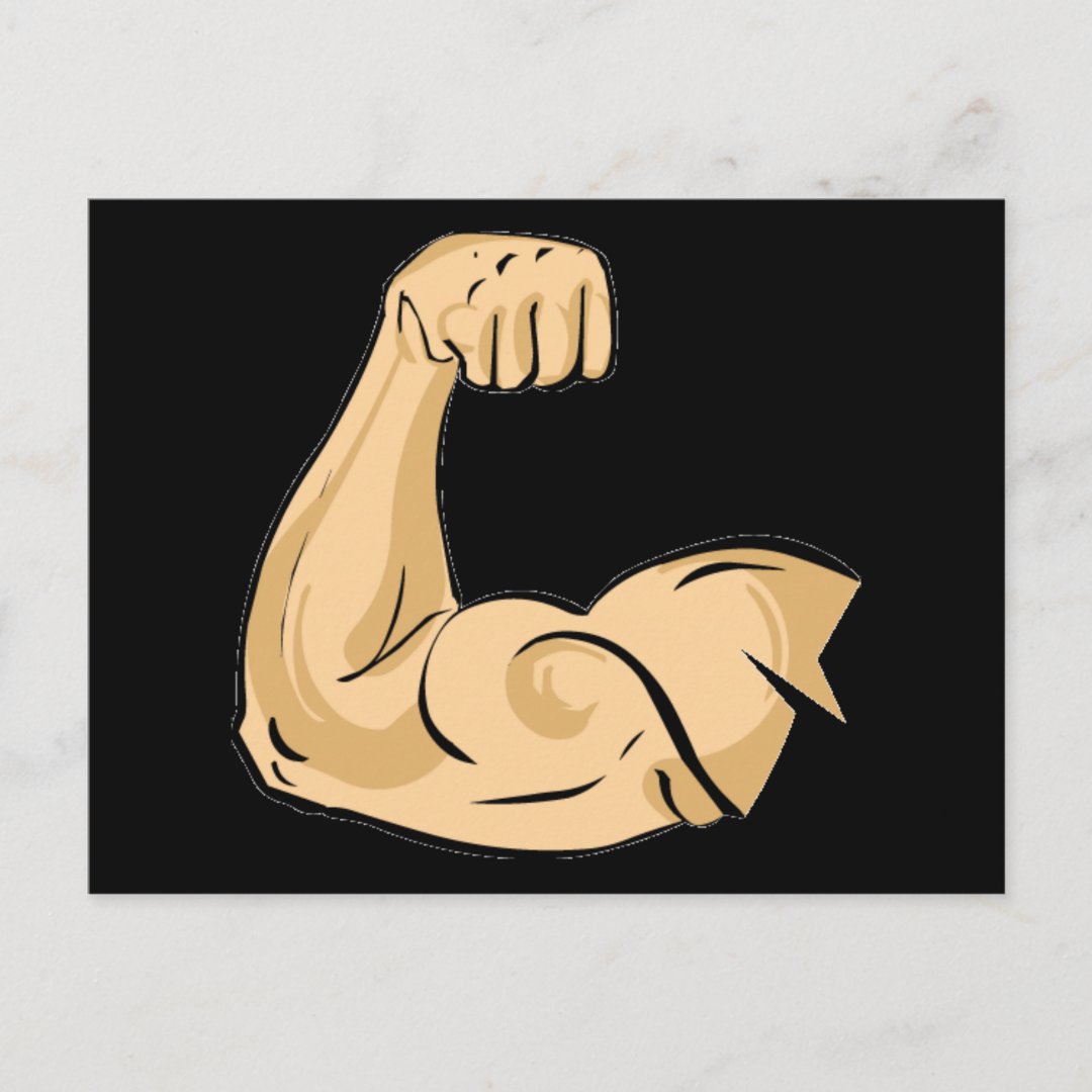 CARTOON MUSCLES MAN strong arm biceps athletic pow Postcard | Zazzle