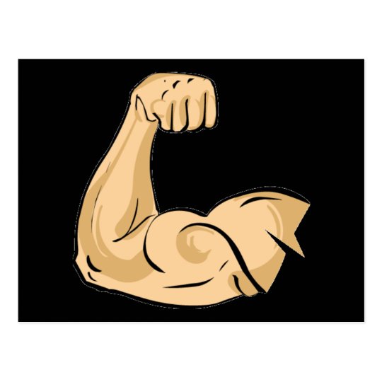 CARTOON MUSCLES MAN strong arm biceps athletic pow Postcard | Zazzle.com