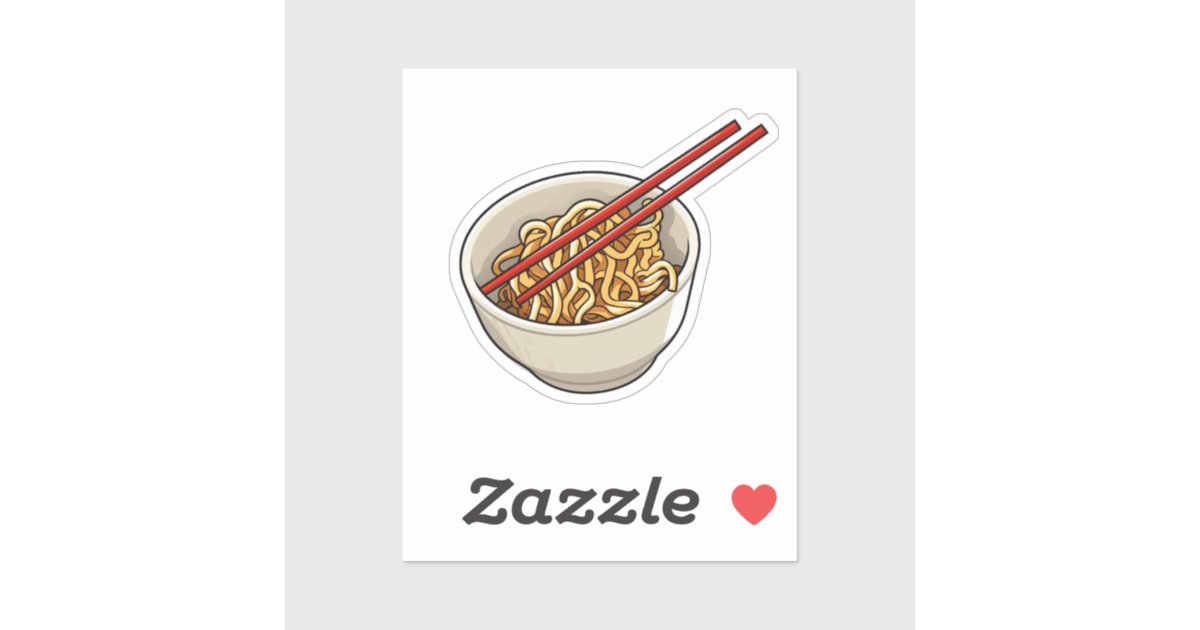 Cartoon noodle sticker | Zazzle
