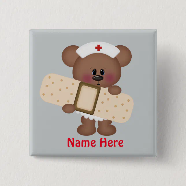 Cartoon Nurse add name button | Zazzle