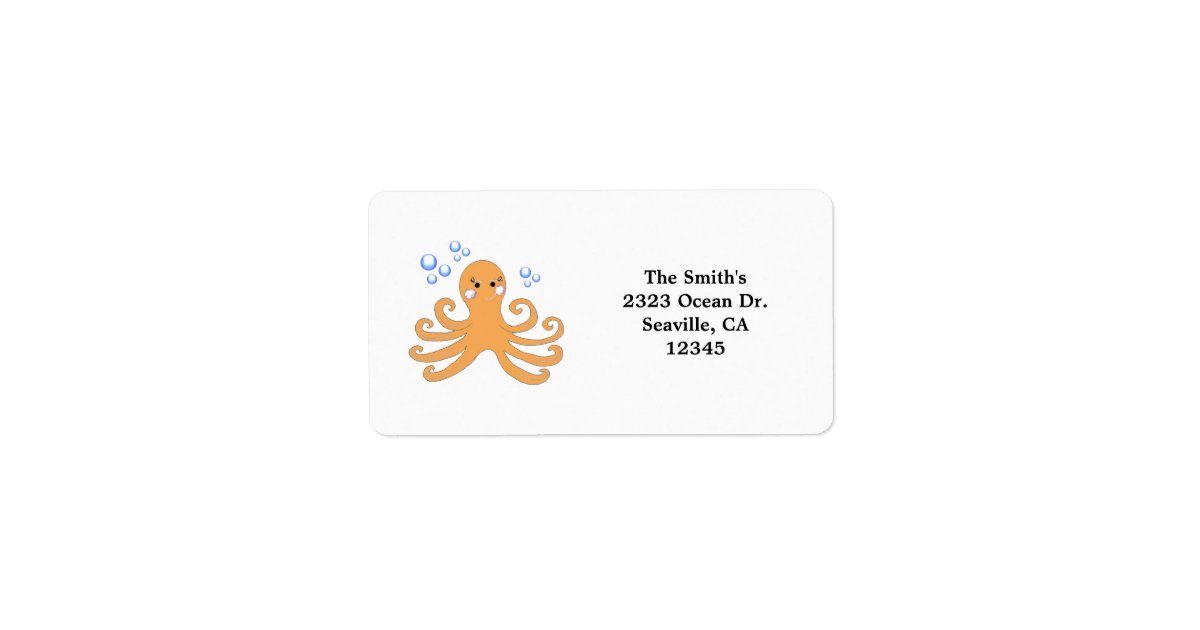 Cartoon Octopus Label | Zazzle