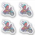 CARTOON OCTOPUS RIDING A MOTORCYCLE STICKER | Zazzle