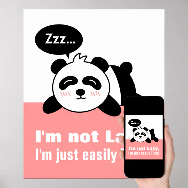 Cartoon of Cute and Lazy Panda Poster | Zazzle