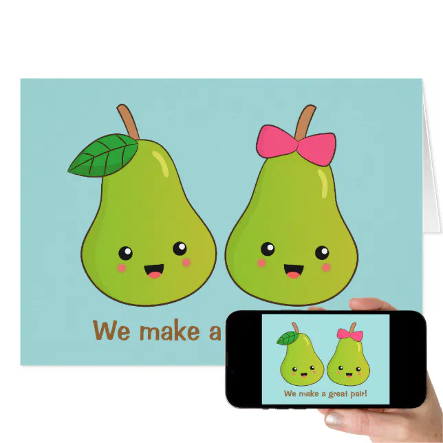 Cartoon of Pair of Pears with cute expressions | Zazzle