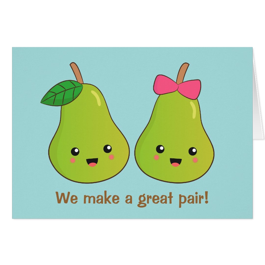 Cartoon of Pair of Pears with cute expressions | Zazzle