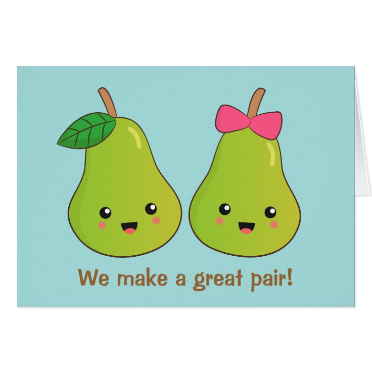 Cartoon of Pair of Pears with cute expressions | Zazzle