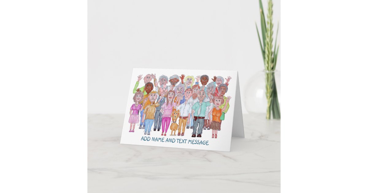 Cartoon of Sad People Waving Goodbye Card | Zazzle