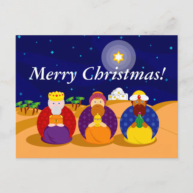 Cartoon of "The Three Kings" / "Three Wise Men", Holiday Postcard | Zazzle