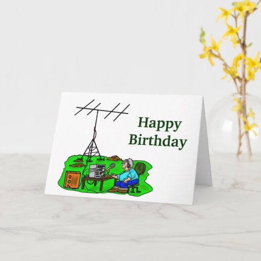 Cartoon Outdoor Ham Operator Birthday Card | Zazzle