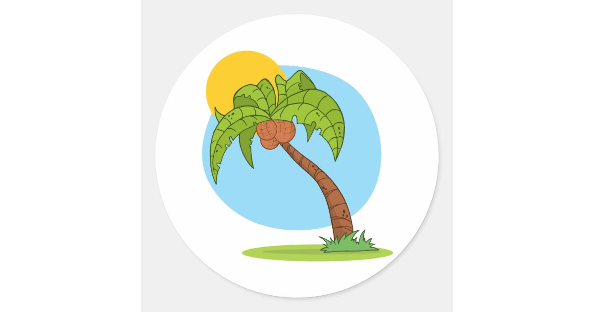 Cartoon Palm Tree Classic Round Sticker | Zazzle