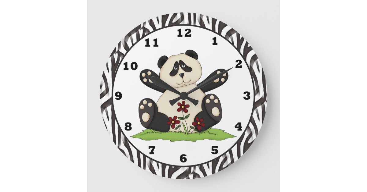 Cartoon Panda Bear clock | Zazzle