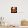 Cartoon Pilgrims around the Thanksgiving Table Poster | Zazzle